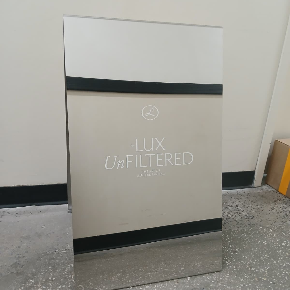 + Lux Unfiltered - New York, Sidewalk Sign (2026) – Signs and Mirrors