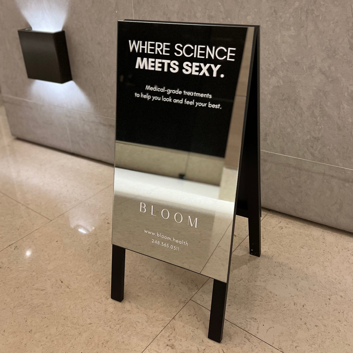 Mirrored A-Frame Sandwich Board Sign | Custom Signage – Signs and Mirrors