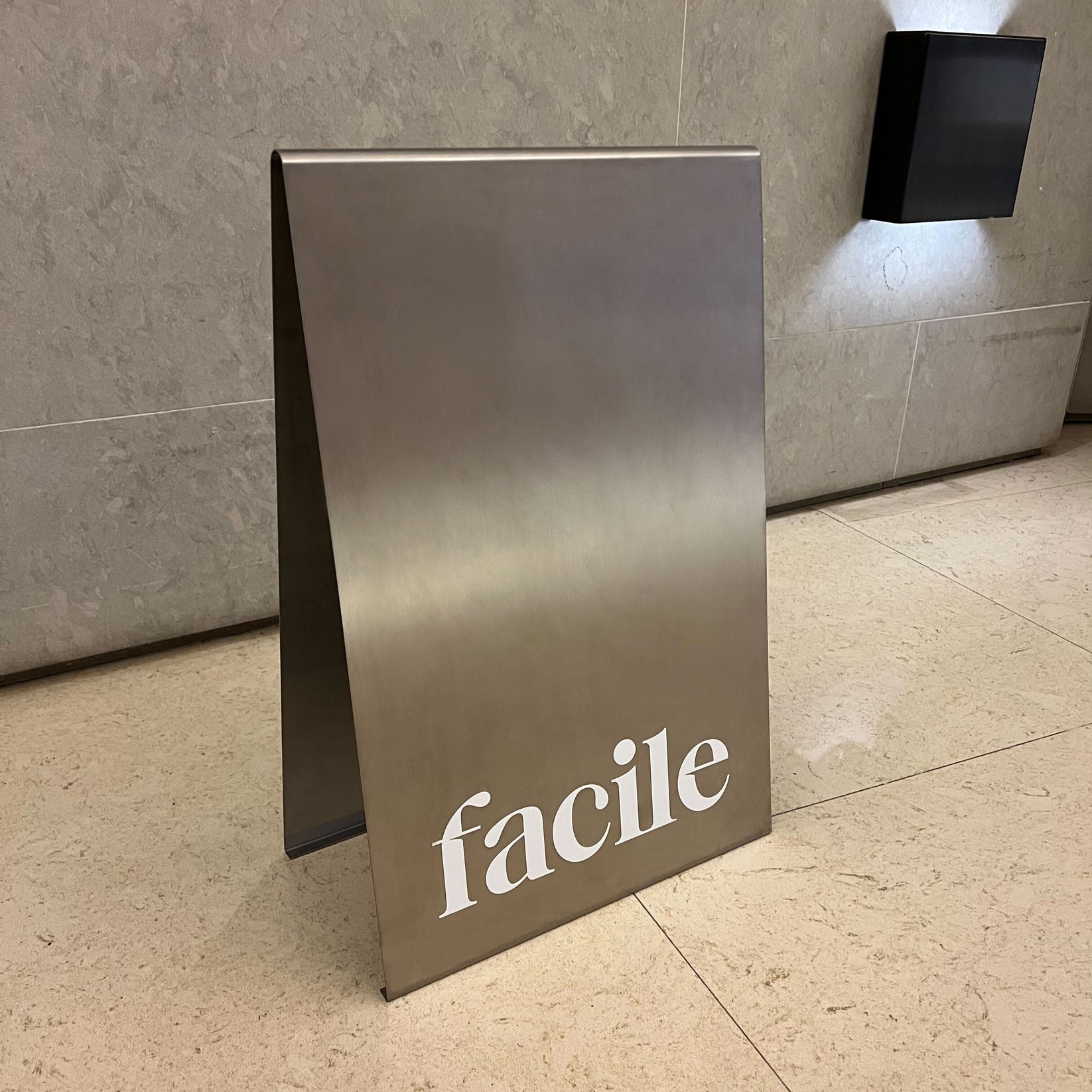 #002 - Brushed Stainless Steel A-Frame Sidewalk Sign – Signs and Mirrors